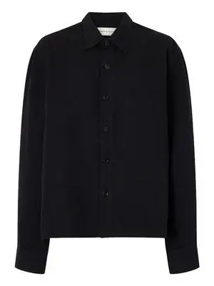 Studio Nicholson Garment-dyed Cotton And Linen-blend Shirt - Black