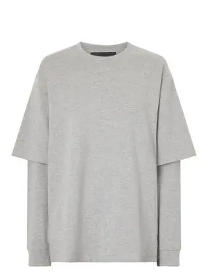 Tibi Layered Cotton-jersey T-shirt - Gray