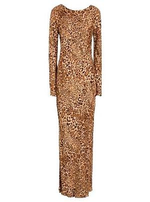 TWINSET Maxi Dress In Viscose With Leopard Print - Beige