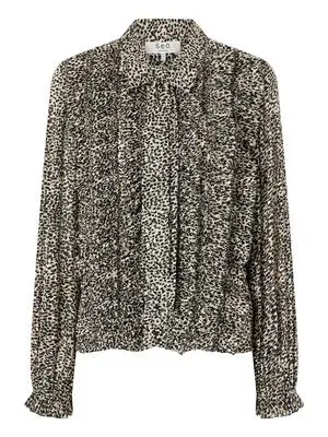 Sea Charlize Animal-print Chiffon Blouse - Black