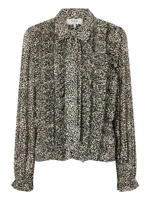 Sea SEA Charlize Animal-Print Chiffon Blouse Black