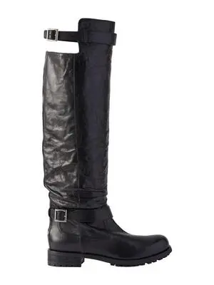 JIMMY CHOO Buckled Leather Knee-high Boots - Black