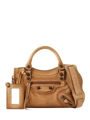 Balenciaga Le City Mini Suede Shoulder Bag - Brown