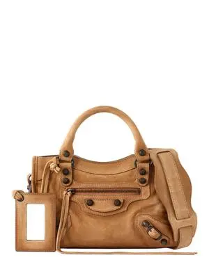 Balenciaga Le City Mini Suede Shoulder Bag - Camel