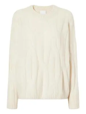 ALLUDE Cable Knit Cashmere And Silk-blend Sweater - Neutrals