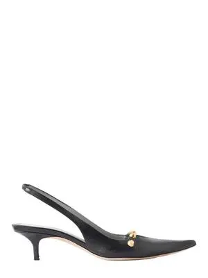 Balenciaga Studded Leather Slingback Pumps - Black