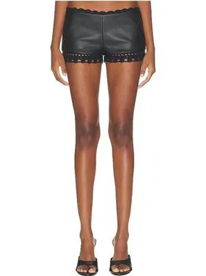 I.AM.GIA Faux Leather Shorts With Macrame Trim - Black