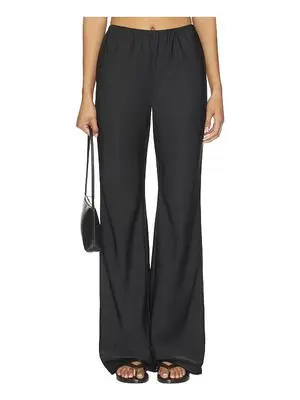 ALL THE WAYS Larissa Satin Flare Leg Trousers - Black