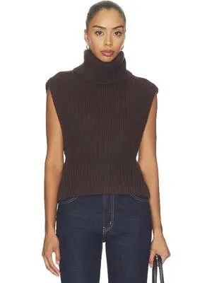 Simkhai Maple Ribbed Knit Turtleneck Sleeveless Top - Chocolate