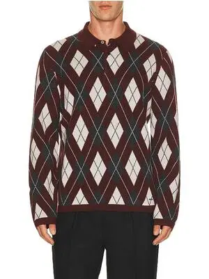 Simkhai Callum Cashmere Argyle Polo In Multi - Fig Multi