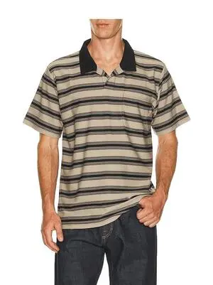 RHYTHM Vintage Stripe Havana Polo In Grey - Moonrock