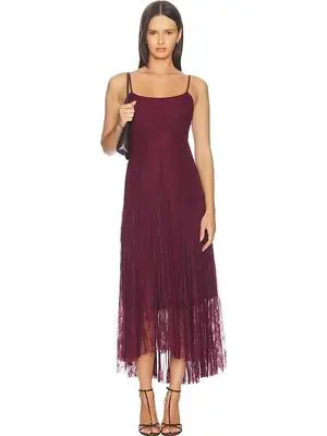 Steve Madden Spaghetti Strap Lace Trim Midi Dress - Fig
