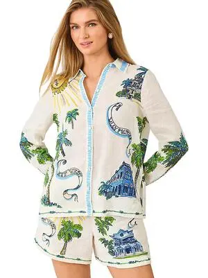 Lilly Pulitzer® Susana Linen Button Down Shirt - Coconut