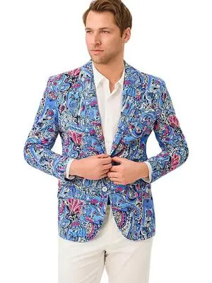 Lilly Pulitzer® Lilly Pulitzer Men's Stuff Flagler Blazer In Navy, Size 38R, Straight Fit, Long Sleeves, Button Front Multicolor