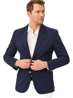 Lilly Pulitzer® Lilly Pulitzer Men's Stuff Flagler Blazer In Navy, Size 38R, Straight Fit, Long Sleeves, Button Front Navy