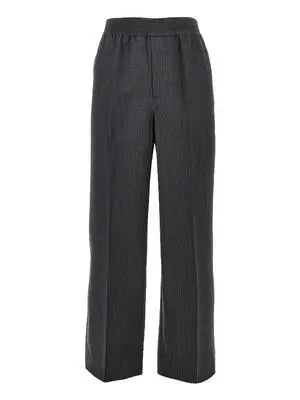 Jacquemus Miami Pin-striped Virgin Wool Twill Wide-leg Pants - Grey