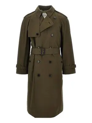 Burberry Cotton Long Trench Coat - Green