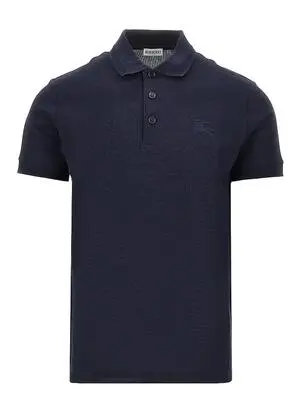 Burberry Cotton Piquet Polo Hirt With Ekd Embroidery Man Blue
