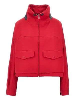 Loewe LOEWE Cotton And Silk Blend Gabardine Jacket With Leather Details Red
