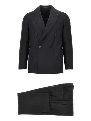 Tagliatore Super 110's Wool Tailored Suit - Black