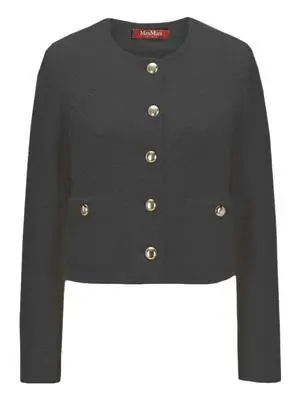 Max Mara Textured Round Neck Button-front Jacket - Black