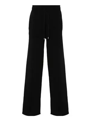 Pinko High-waisted Wide-leg Trousers With Drawstring Waist - Black