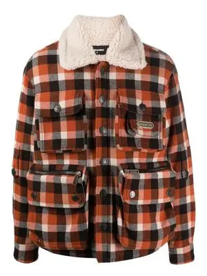 DSQUARED2 Dsquared2 Americana Checkered Long-Sleeve Jacket With Shearling Collar