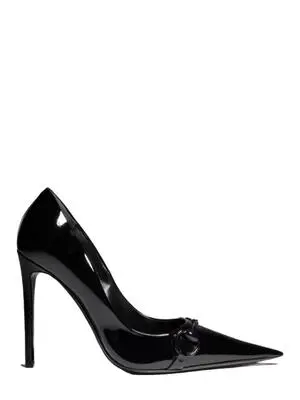 Gucci Donna Patent Leather Stiletto Pumps With Horsebit Detail - Black