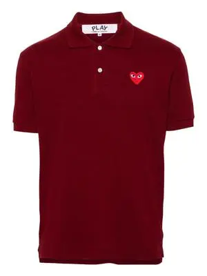 Play Comme Des Garcon Heart-patch Cotton Polo Shirt - Red