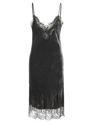 Gold Hawk Lace Trim Slip Dress - Grey