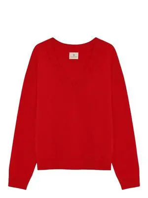 ANINE BING Anine Bing V-Neck Knitted Sweater Red