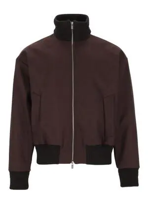 Barena Venezia Zip-up Bomber Jacket With High Collar And Ribbed Trim - Brown