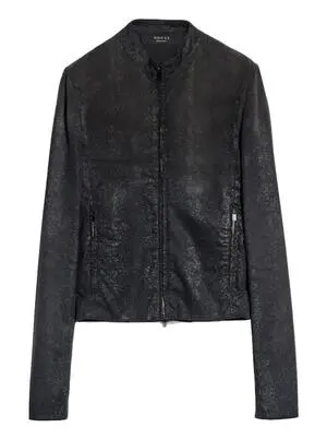 Gucci Cotton Viscose Jacket With Python Effect - Black