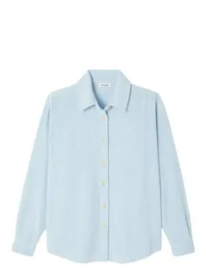 American Vintage Long-sleeved Collared Shirt With Textured Details - Blue