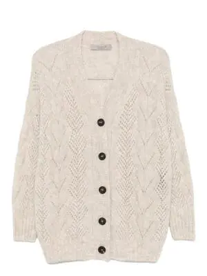 D.exterior Open-knit Button-up Cardigan - No