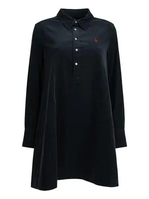 Polo Ralph Lauren Logo-embroidered Corduroy Mini Dress - Navy