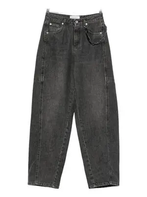 ERMANNO FIRENZE Chain-detail Denim Trousers - Black
