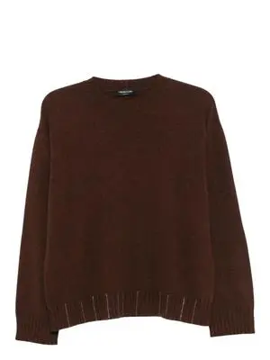 Fabiana Filippi Crewneck Jumper With Monili Chain Detail - Brown