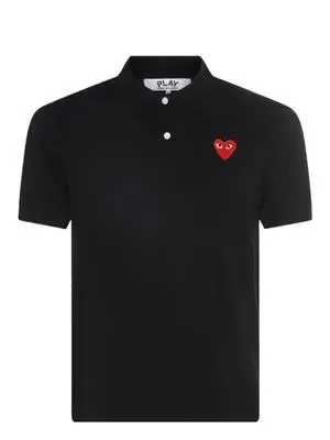 Play Comme Des Garcon Heart-shaped Decal Polo Shirt - Black