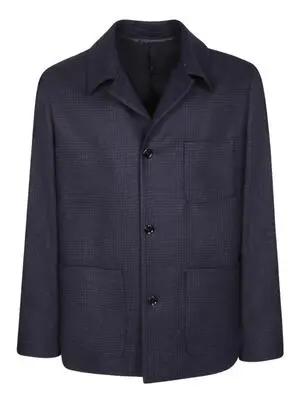 LARDINI Long-sleeve Jacket With Check Pattern - Blue