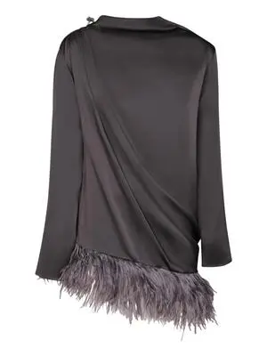 FABIANA FILIPPI Fabiana Filippi Ostrich Feather Embellished Asymmetrical Top