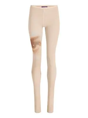 JEAN PAUL GAULTIER Face" Printed Mesh Trousers - Light Brown