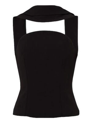 Roland Mouret Scarf-detail Crêpe Corset Top - Black