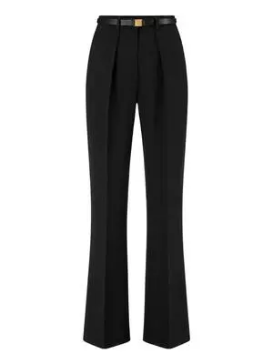 Elisabetta Franchi Belted Trousers With Gold-tone Logo - Black