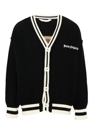 Palm Angels Embroidered Bear Motif Cardigan - Black