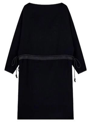 Emporio Armani Midi Dress In Techno Cady With Drawstring Waist - Black