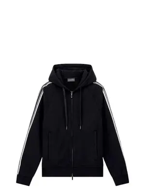 Emporio Armani Zip-up Drawstring Hoodie - Black