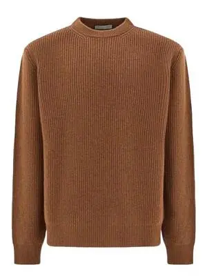 Canali Light Wool And Cashmere Crew Neck Sweater - Brown