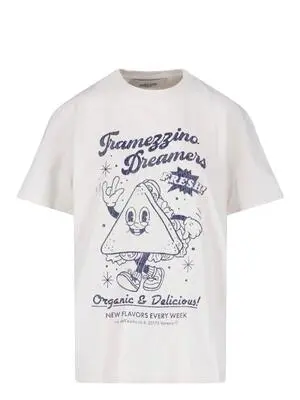 GOLDEN GOOSE Graphic Printed Crewneck T-shirt - Cream