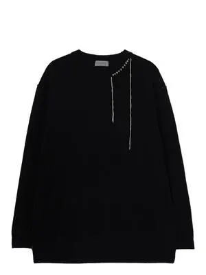 Yohji Yamamoto Single Jersey Embroidered Round Neck Pullover - Black